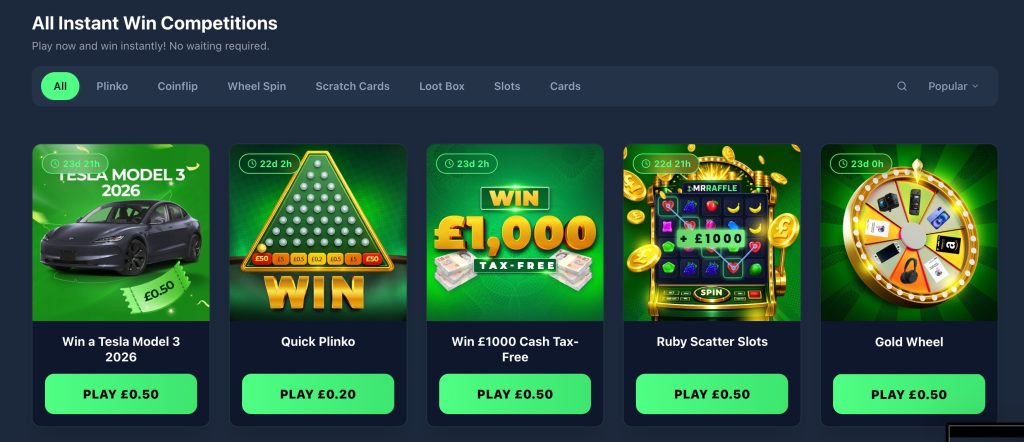 Mr Raffle | New Hub for Secure Instant Win Competitions and Prizes